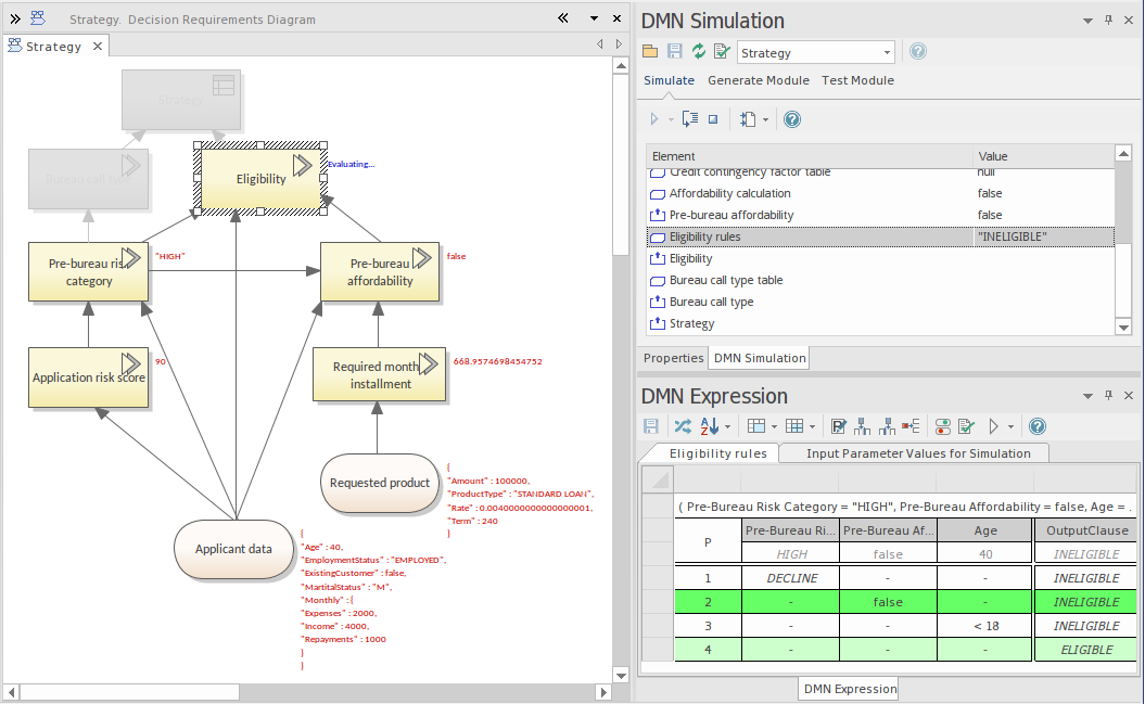 DMN Simulation | Enterprise Architect User Guide DMN Simulation | Enterprise Architect User Guide