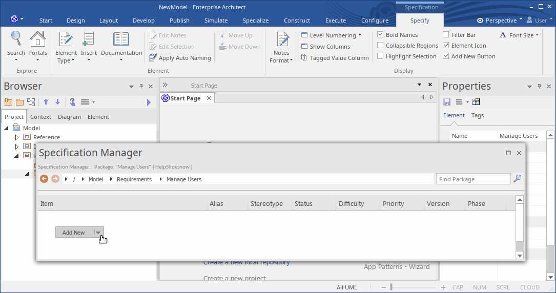 Specification Manager Overview Enterprise Architect User Guide 6391