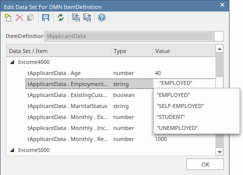 DMN Expression Auto Completion | Enterprise Architect User Guide