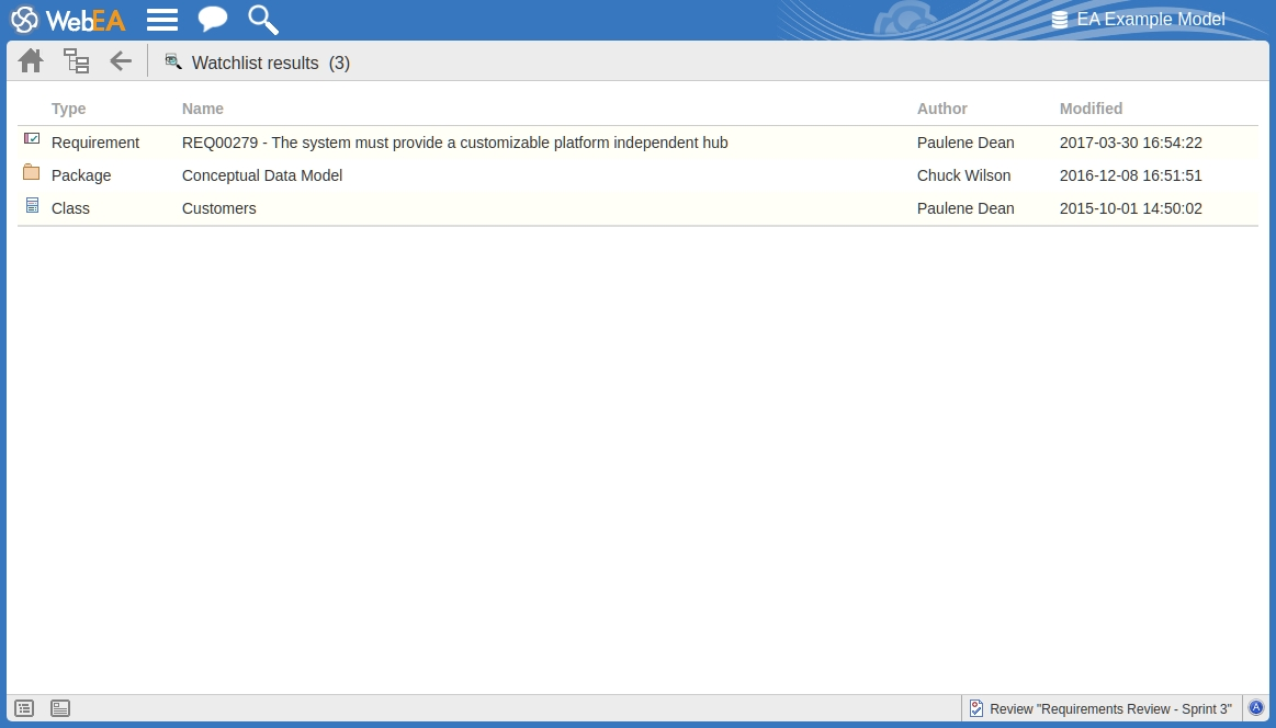Create and Check Watchlists | Enterprise Architect User Guide
