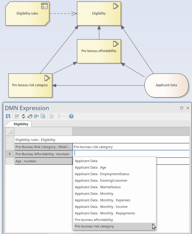 DMN Expression Auto Completion | Enterprise Architect User Guide DMN Expression Auto Completion | Enterprise Architect User Guide