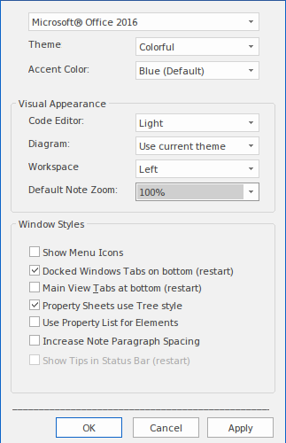 Tailoring the Application | Enterprise Architect User Guide